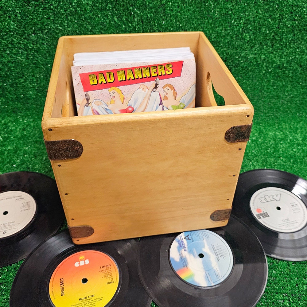 Wooden Record Box Handmade for 7 Inch Singles 45RPM 70 Vinyl's 22cm ...