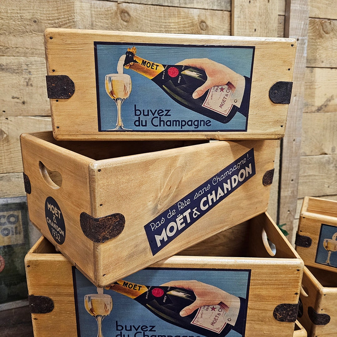 Moet Champagne Box Handmade Vintage Style Crate Bar Hamper Gift SALE ...
