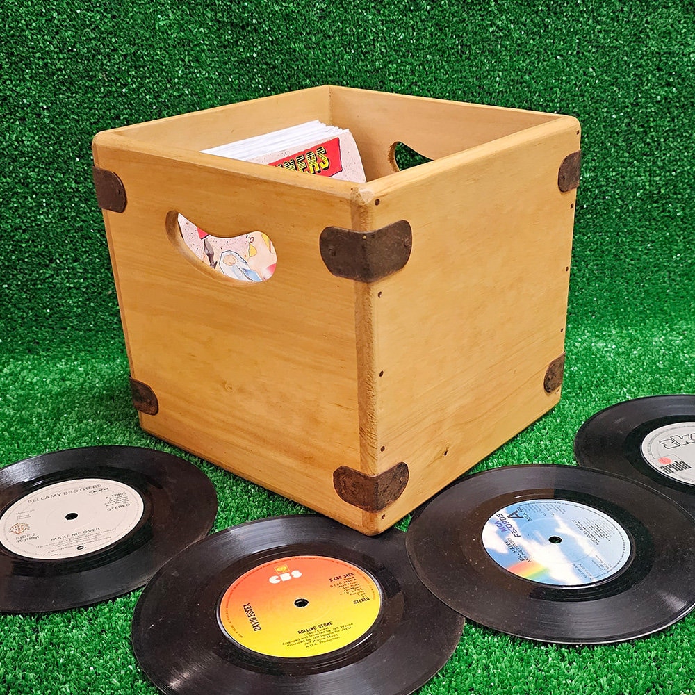 Wooden Record Box Handmade for 7 Inch Singles 45RPM 70 Vinyl's 22cm ...