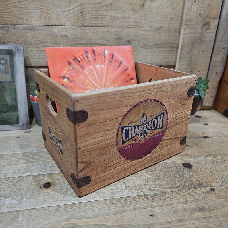 Champion Crate Classic Car Box Vintage Handmade Hamper Large LP 37cm - Etsy