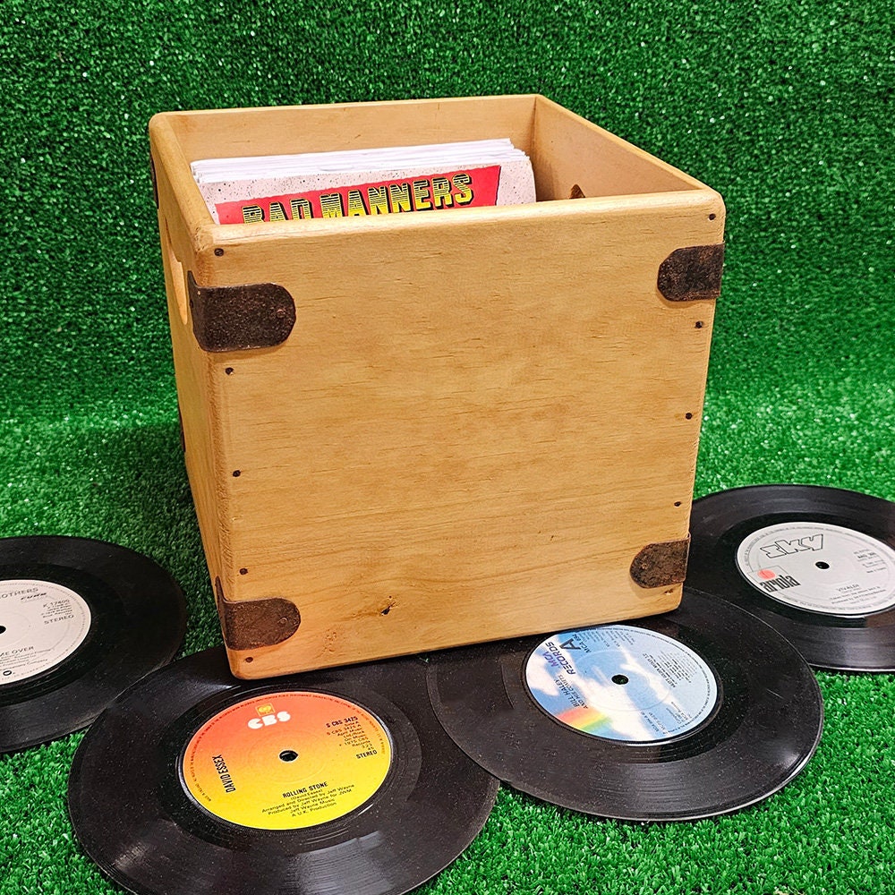 Wooden Record Box Handmade for 7 Inch Singles 45RPM 70 Vinyl's 22cm ...