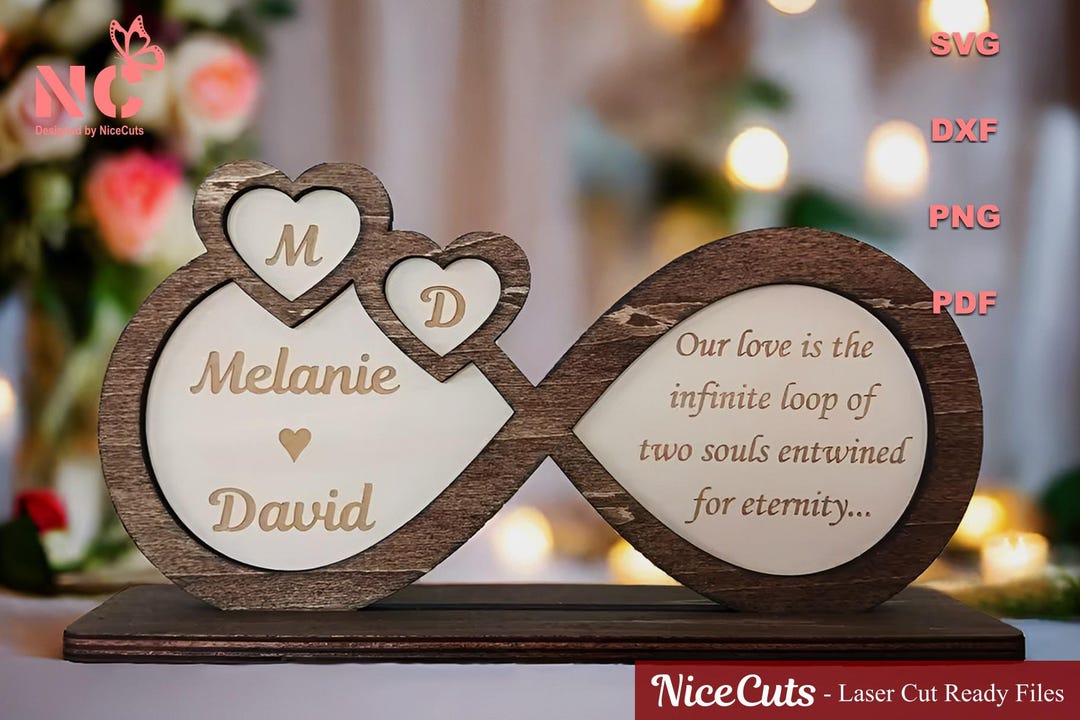 Infinity Sign Laser Cut Files - Personalized Love Tabletop Decor SVG ...