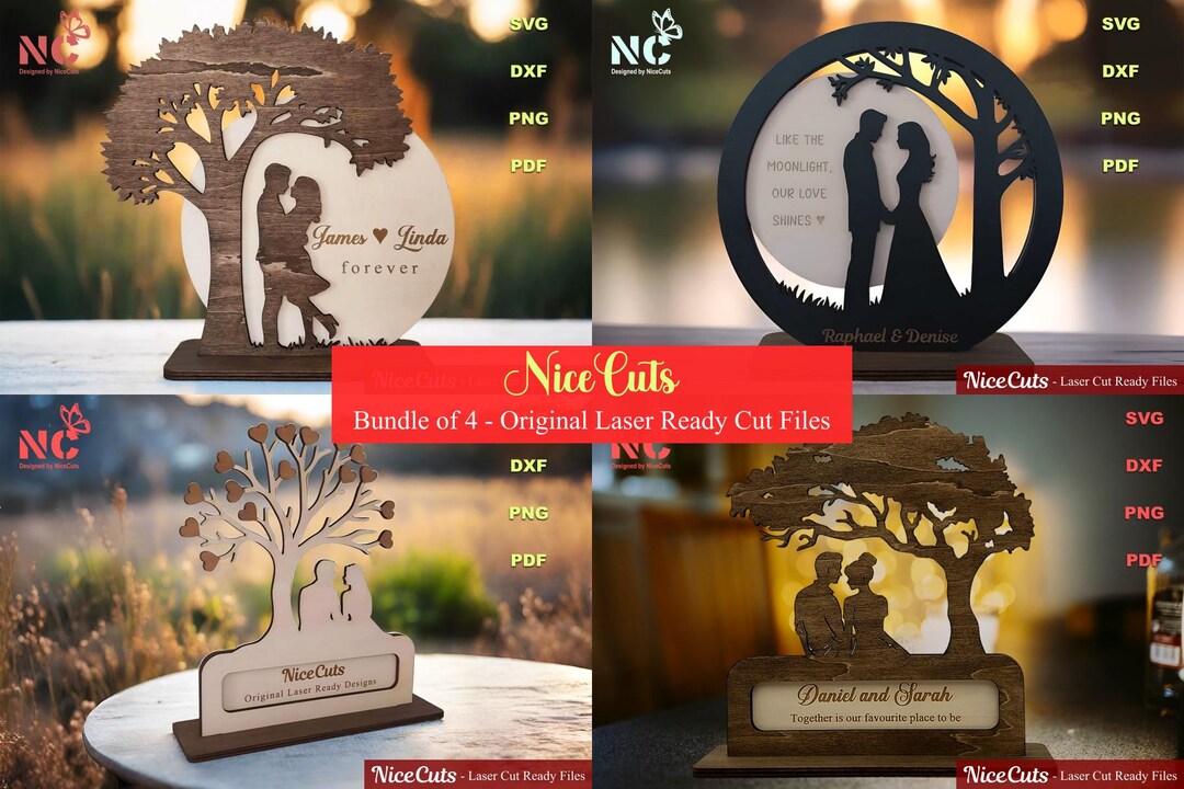 Romantic Couple Under Tree Laser Cut Ready Files - Unique SVG Bundle ...