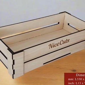 Rustic Wood Crate Laser Cut Files - Custom Gift Box SVG, Desk Organizer ...