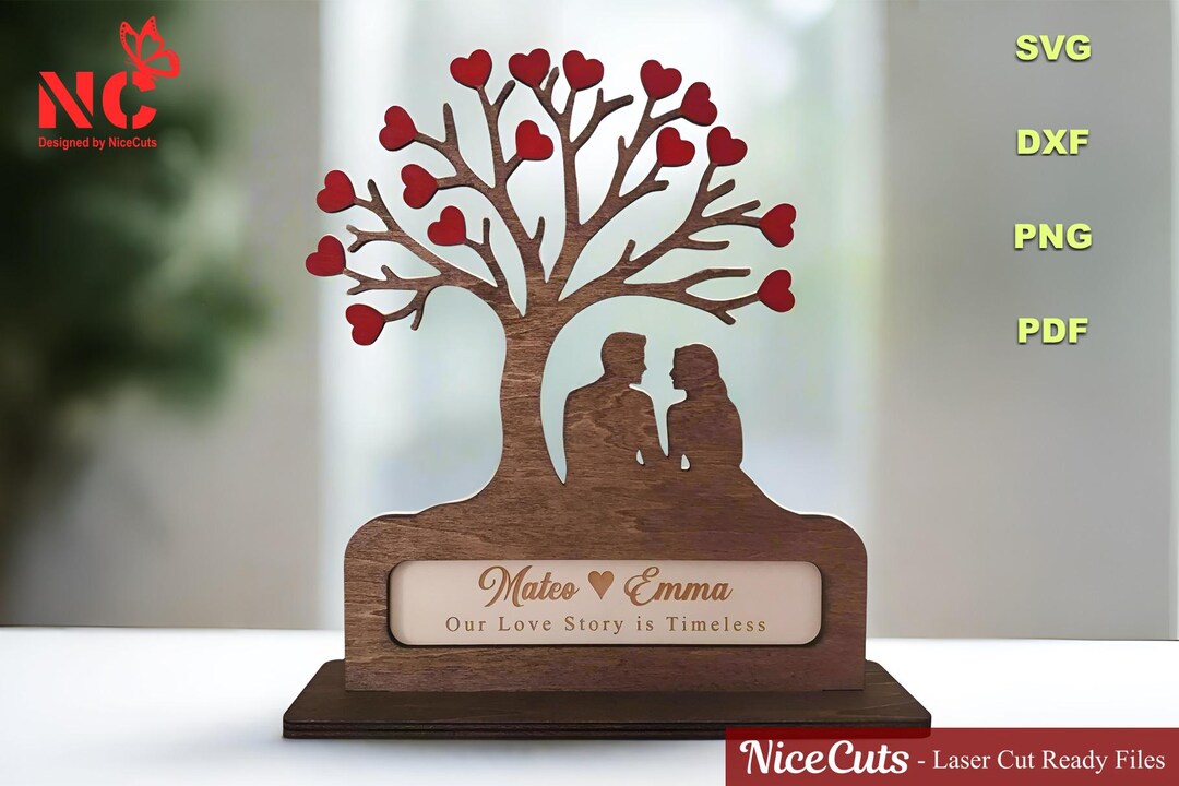 Romantic Couple Under Love Tree Laser Cut Files SVG DXF - Personalized ...
