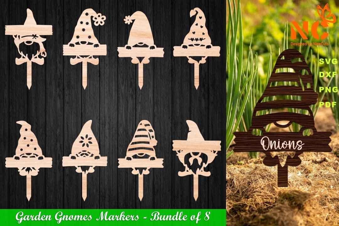 Gnome Stakes - Laser Cut Files - Plant Marker, Garden Decor - Etsy