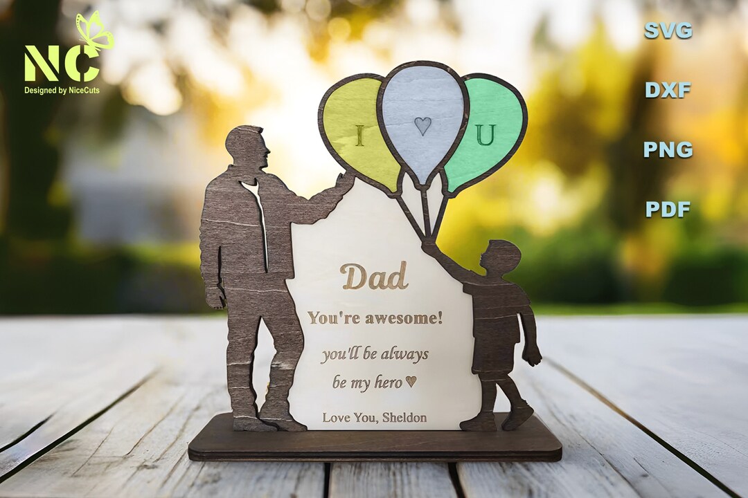 Fathers Day Laser Ready Sign SVG - Personalized Gift for Dad, Custom ...
