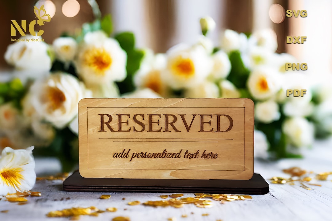 Reserved Table Sign Laser Cut Ready SVG - Personalized Desk Name Plate ...