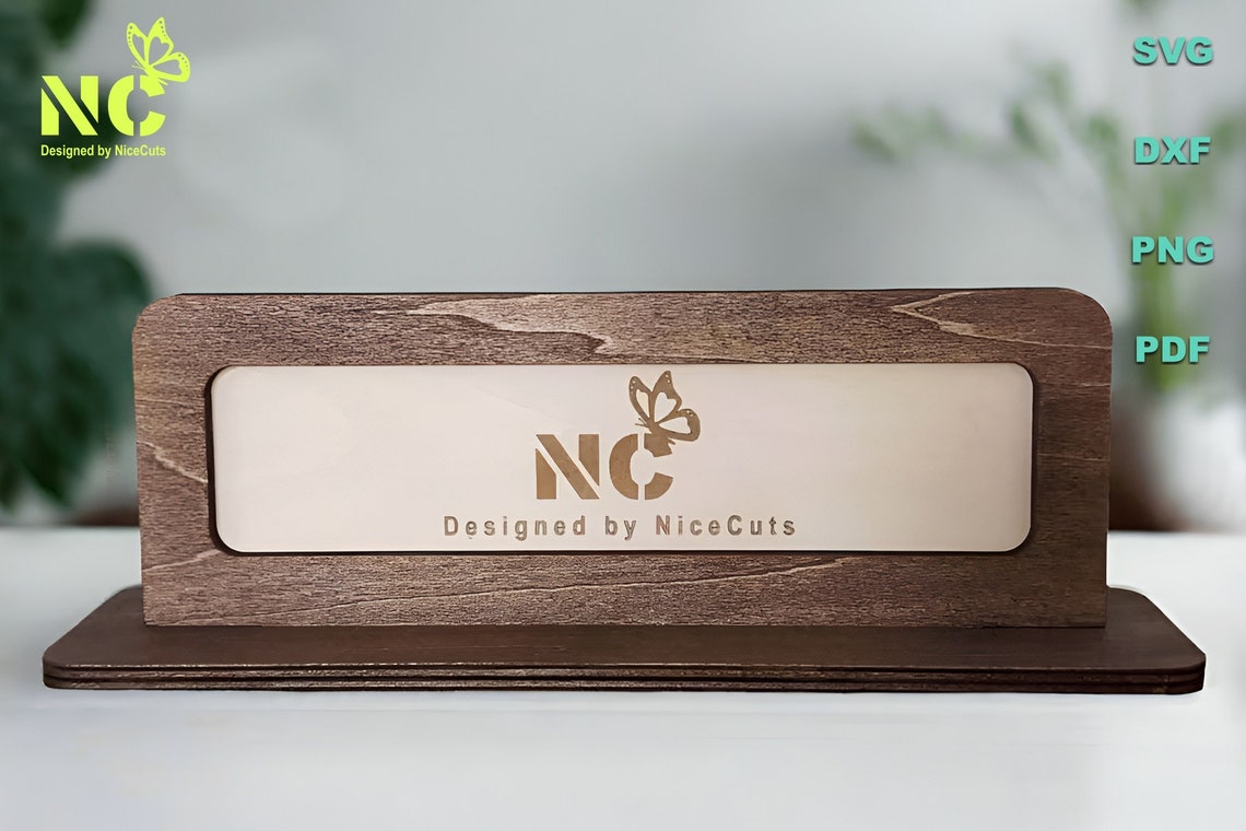 Custom Desk Name Plate Laser Cut Files - Layered Name Sign Stand SVG ...