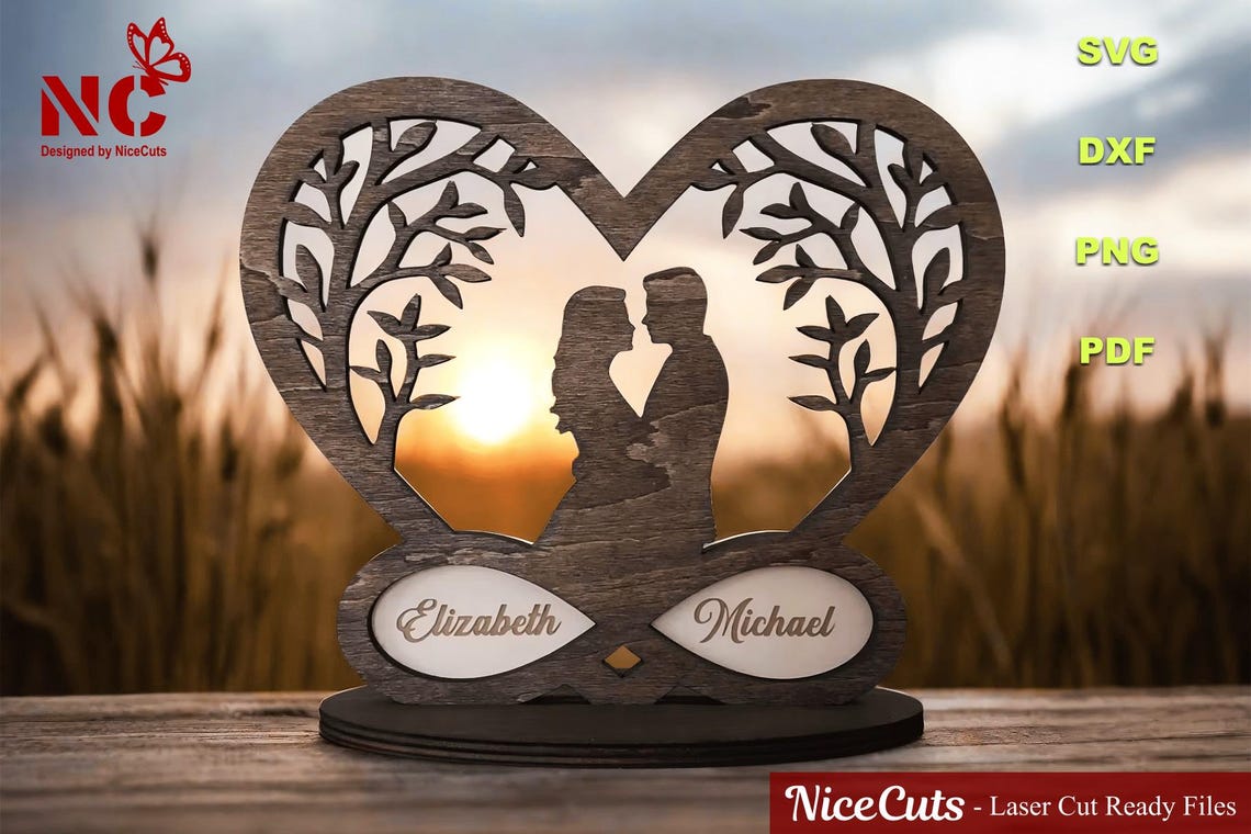 Romantic Couple Laser Cut Files - Personalized Infinity Heart Love Sign ...