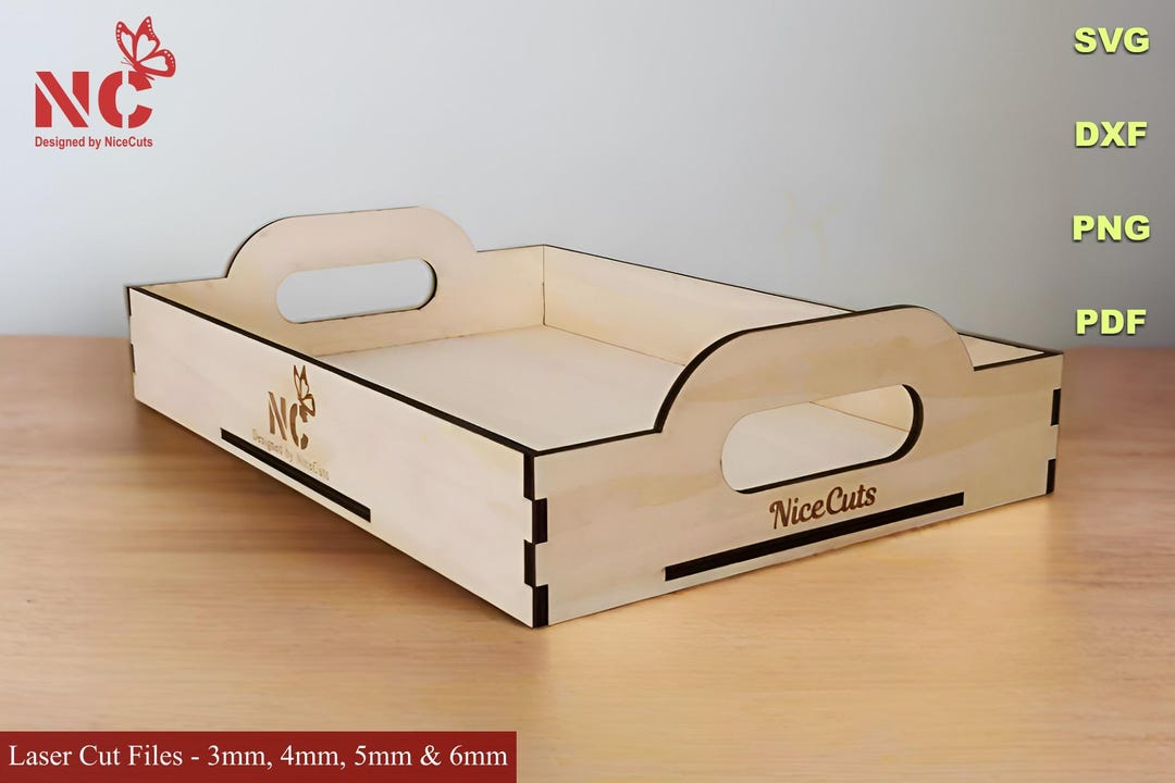 Tray Laser Cut Files - Custom Wooden Flat Serving Tray With Handle SVG ...