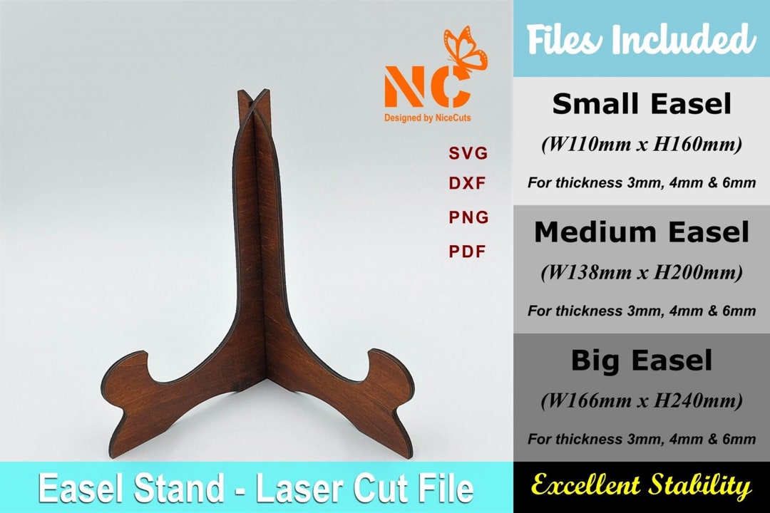 Easel Stand Laser Cut - Glowforge Stable Wood Stand SVG - Etsy