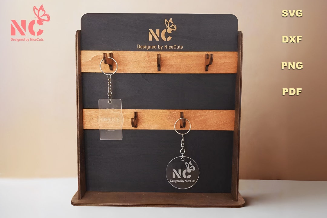 Keychain Holder Stand Laser Ready SVG File - Custom Key Holder Display ...