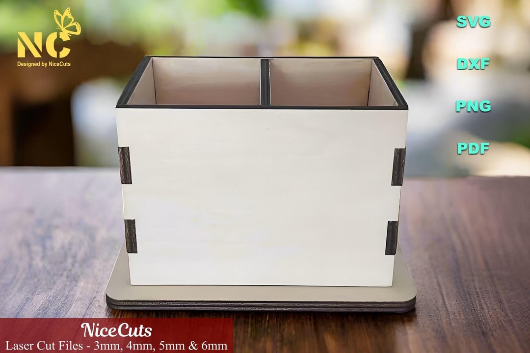Personalized Pen Holder Laser Cut Files - Double Compartment Wooden ...