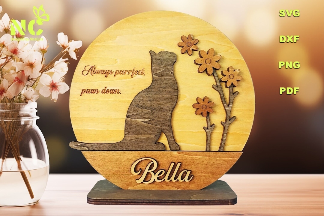 Cat Lover Gift - Laser Cut File - Personalized Cat Decor SVG - Etsy