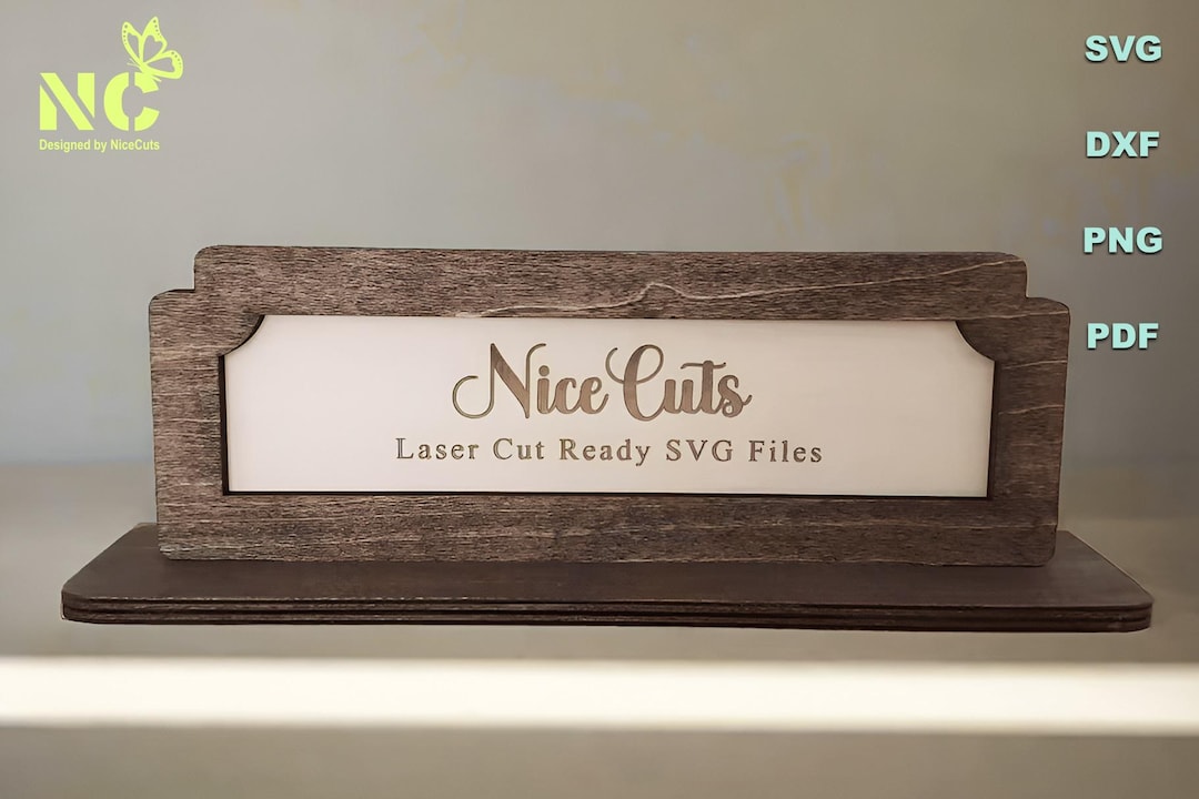 Desk Name Plate SVG Files - Custom Laser Cut Ready Name Sign Stand ...