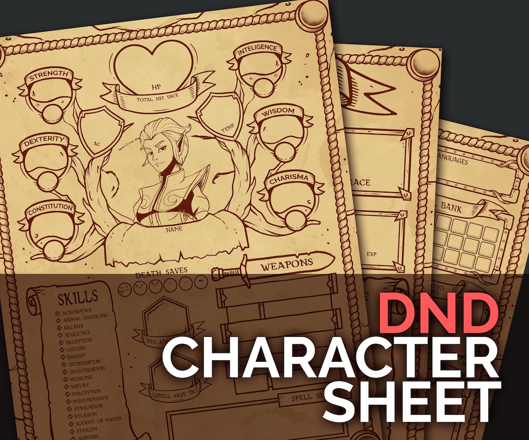 Dungeons and Dragons Downloadable Character Sheet DND - Etsy