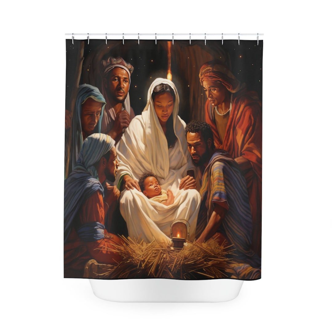 African American Nativity Scene Polyester Shower Curtain - Etsy