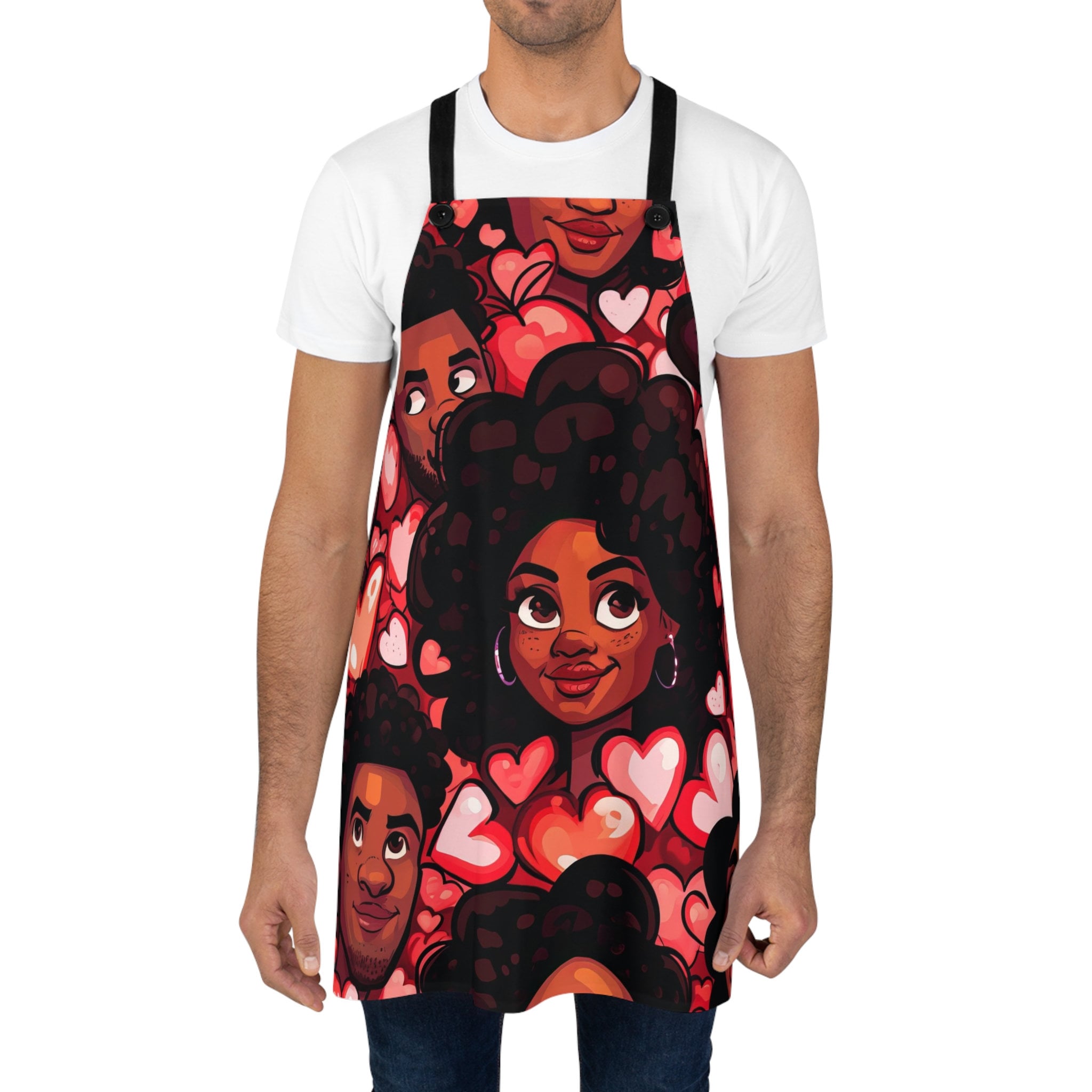 Hearts and African American Faces Apron Bbq Apron Apron for Men Apron ...
