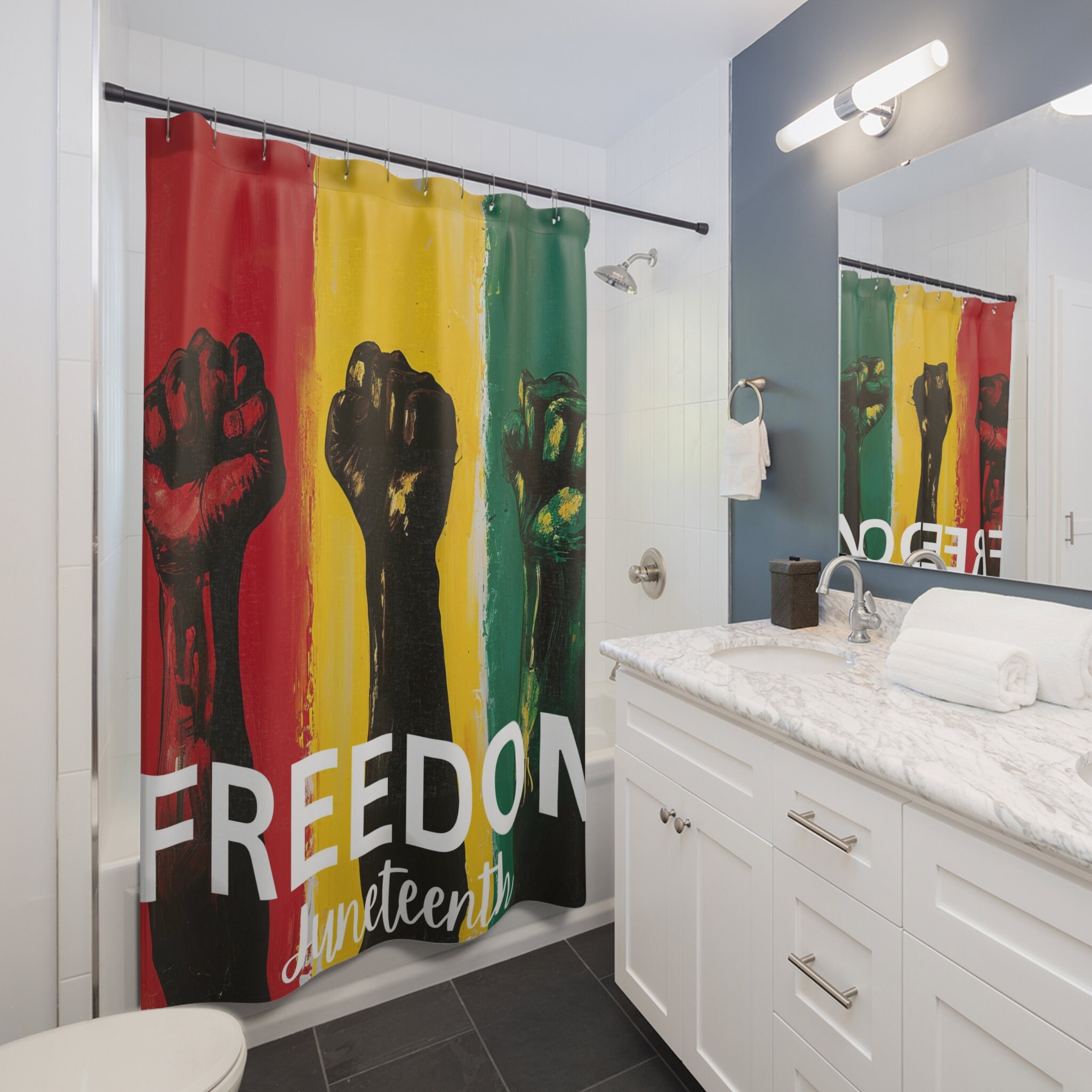 Freedom Juneteenth Polyester Shower Curtain Black Woman Melanin First ...