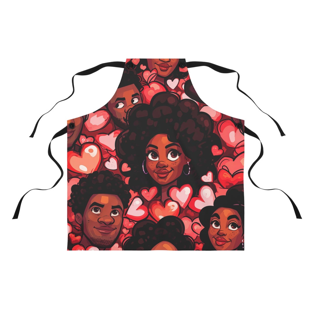 Hearts and African American Faces Apron Bbq Apron Apron for Men Apron ...