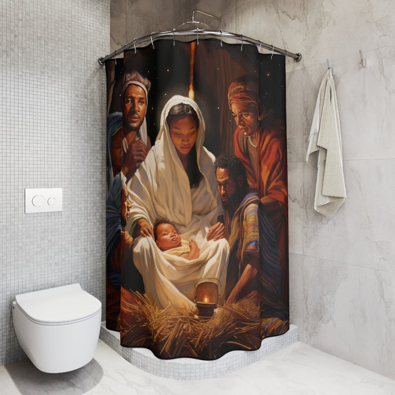 African American Nativity Scene Polyester Shower Curtain - Etsy