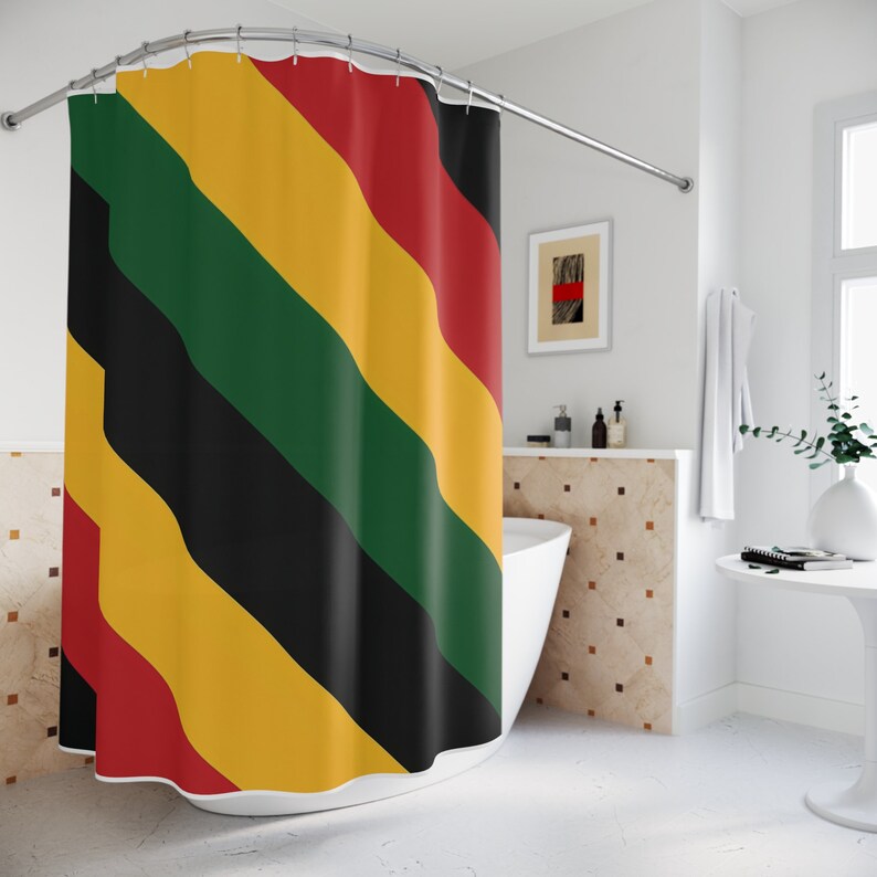 Pan African Flag Polyester Shower Curtain Black History Month African ...