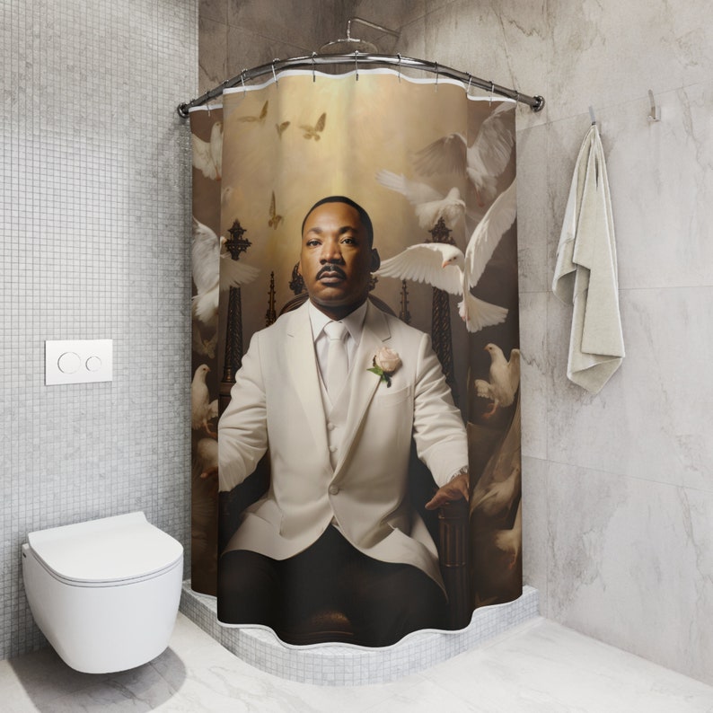Martin Luther King Jr and Doves Polyester Shower Curtain Martin Luther ...