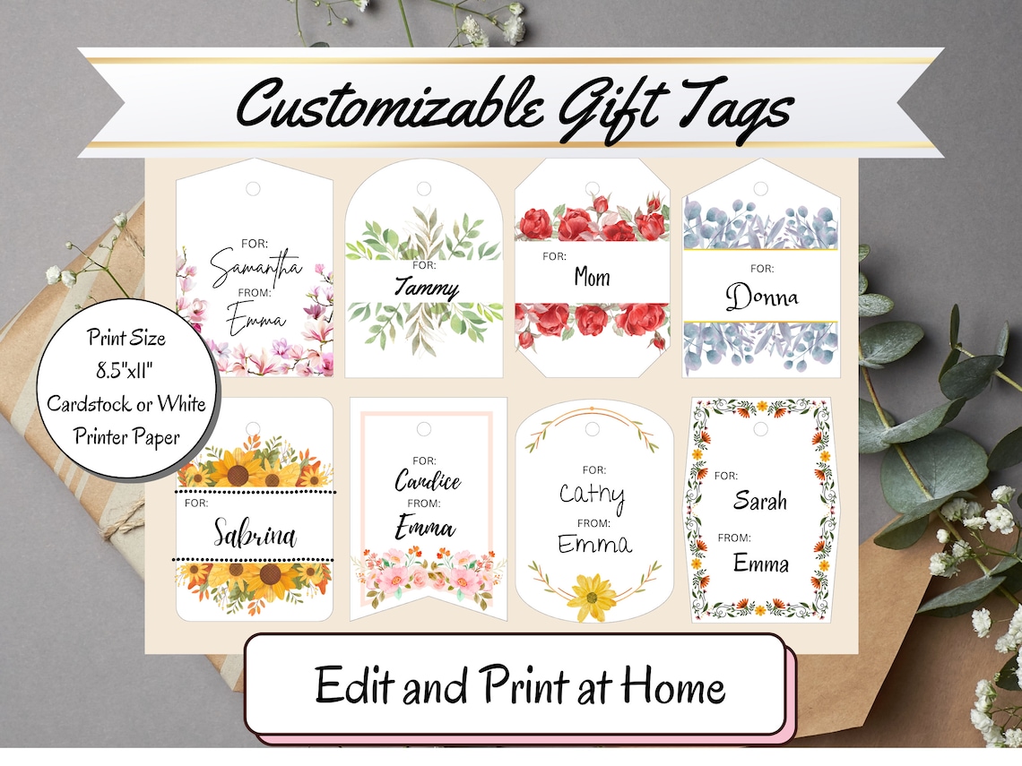 Customizable Gift Tag Printable Personalized Tags for Gift - Etsy