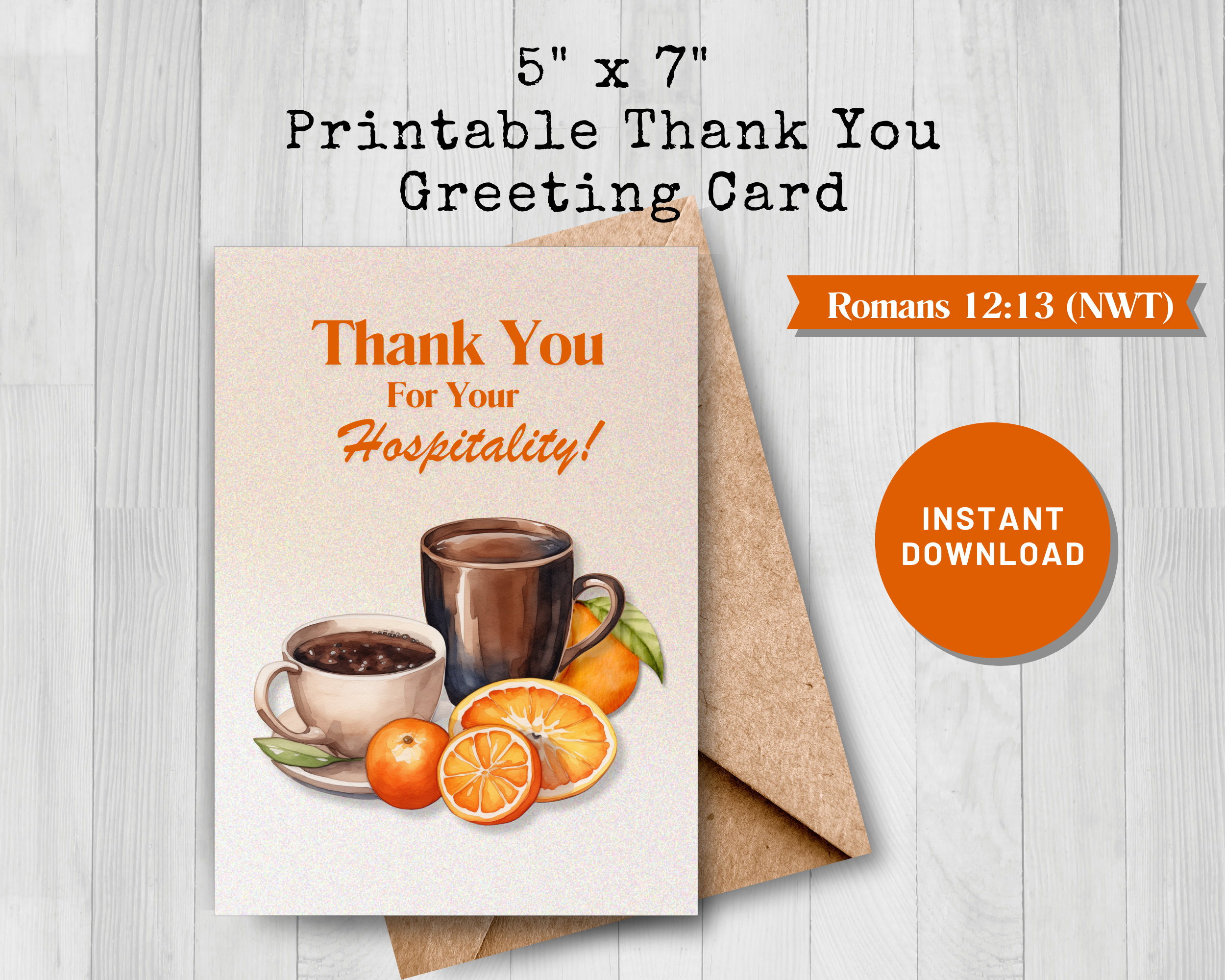 Thank You Greeting Card for Hospitality Thank You Card JW Printable ...