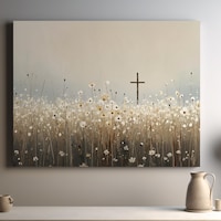 Floral Cross Canvas Art | Christian Home Decor - Etsy