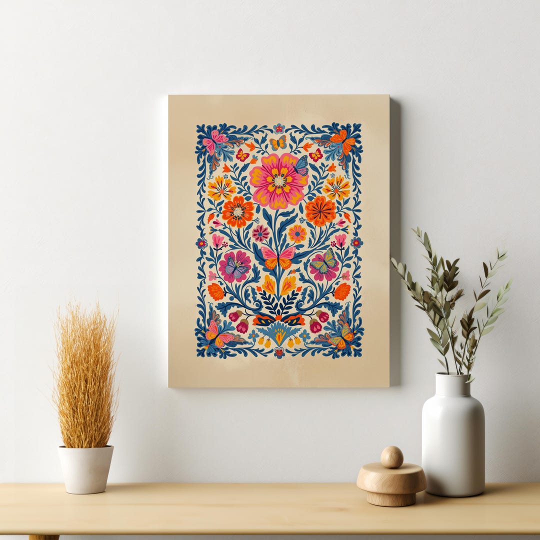 Vintage Mexican Canvas, Retro Latin Wall Art, Traditional Mexican Decor ...