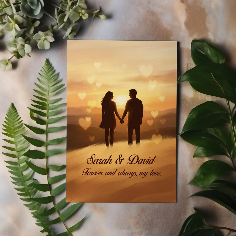 Personalized Sunset Couple Canvas, Custom Date & Names, Romantic ...