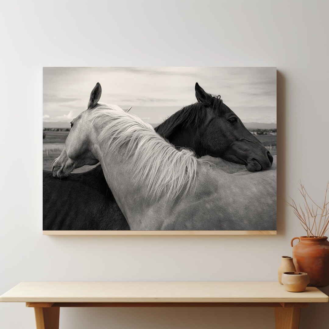 Two Horses Canvas Art, Elegant Horse Duo Wall Decor, Modern Equine ...