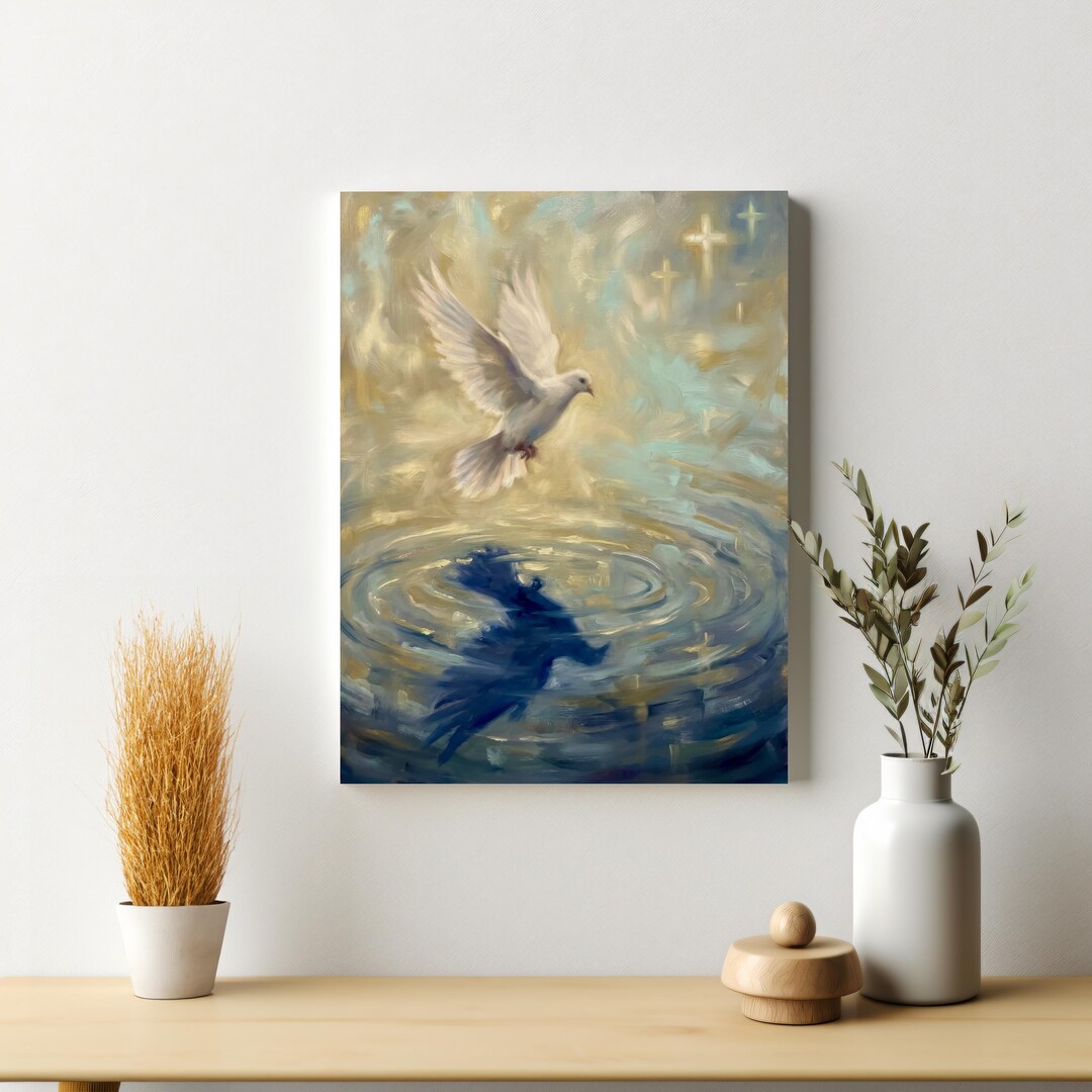 Holy Spirit Dove Oil Paint Canvas, Baptism Christian Art, Original ...