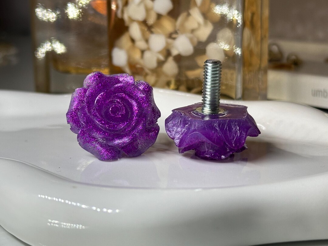 Rose License Plate Bolts Purple Sparkle, Universal Car Screws, Custom ...