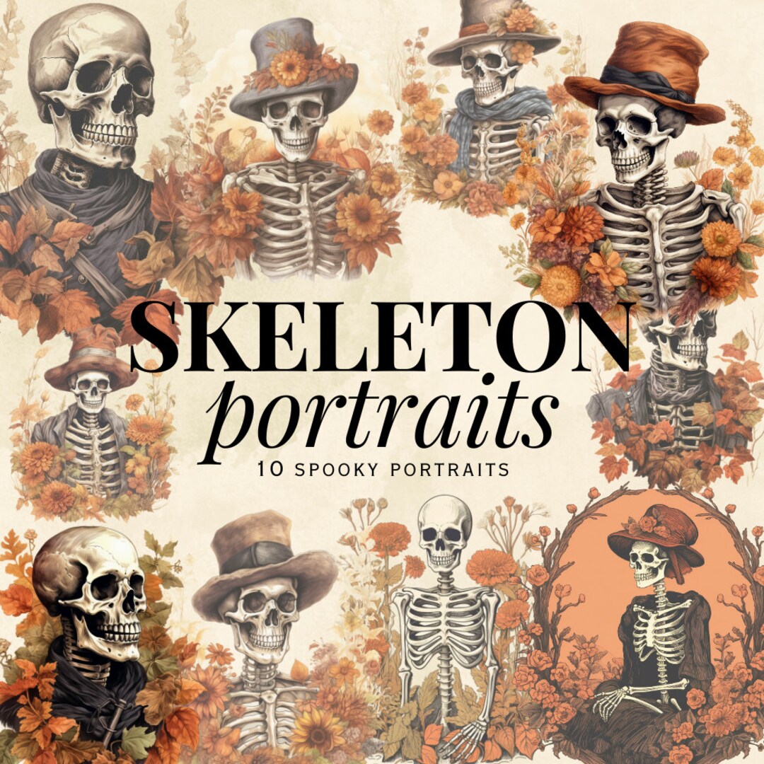 Skeleton Portraits - Illustration, PNG, Digital Download, Transparent ...
