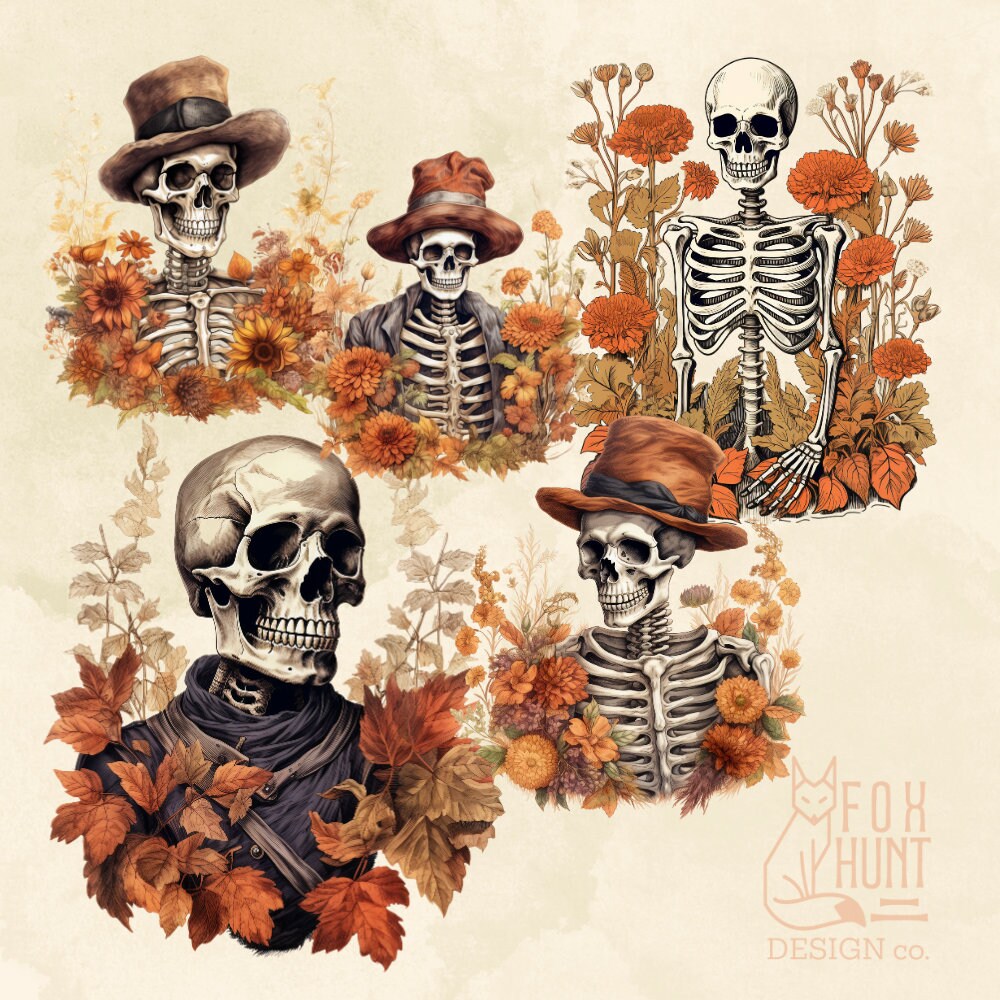 Skeleton Portraits - Illustration, PNG, Digital Download, Transparent ...