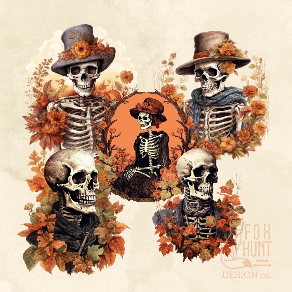 Skeleton Portraits - Illustration, PNG, Digital Download, Transparent ...