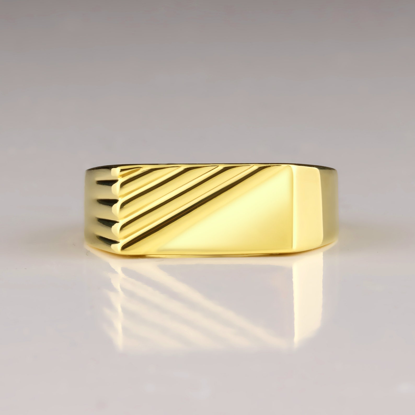 14K Solid Gold Signet Men Ring, 925 Sterling Silver Signet Men Ring ...