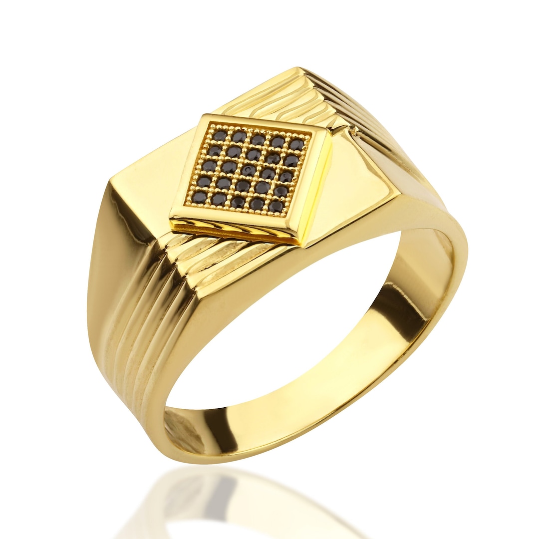 14K Solid Gold Signet Men Ring, 925 Sterling Silver Signet Men Ring ...