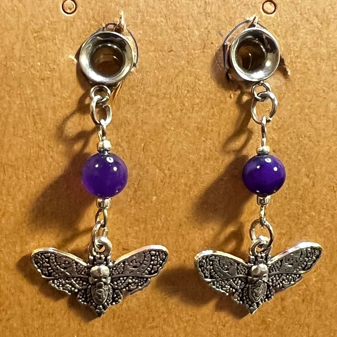 6mm Gauge Deaths Head Moth With Purple Glass Beading. Silence of the ...