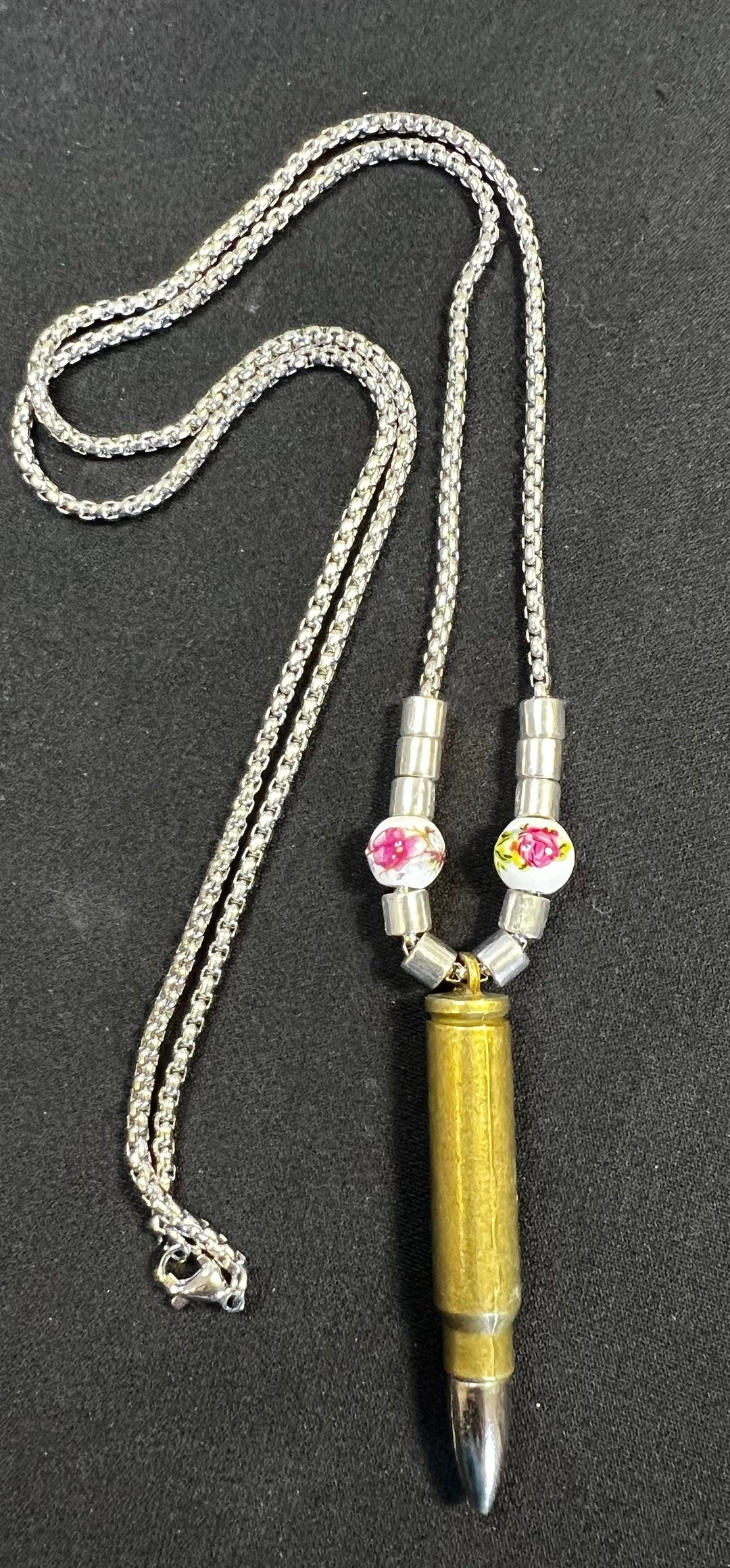 Large Calibre Bullet in Brass Casing Charm With Silver and Painted ...