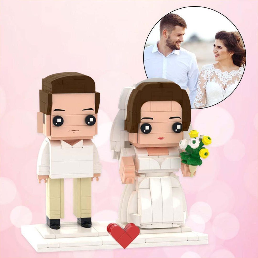Custom Wedding Brick Figure Couples, Photo Puzzle Customizable Minifig ...