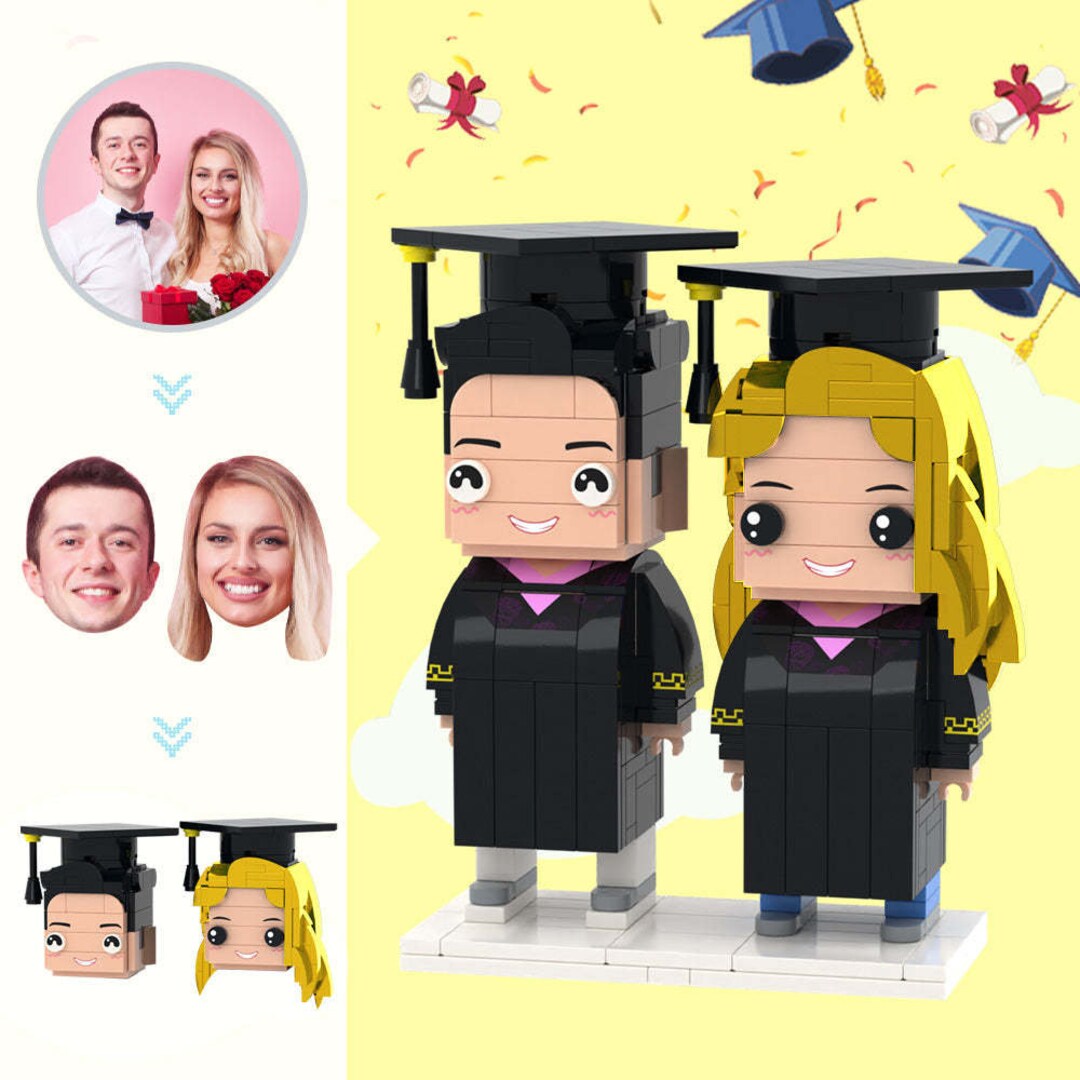Custom Graduation Gifts, Custom Brick Figures Two People, Photo ...