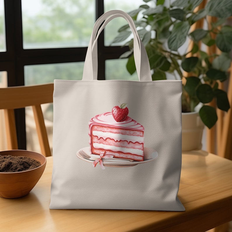 Strawberry Cake Graphic Totes, Coquette Aesthetic Beach Bag, Sweet ...