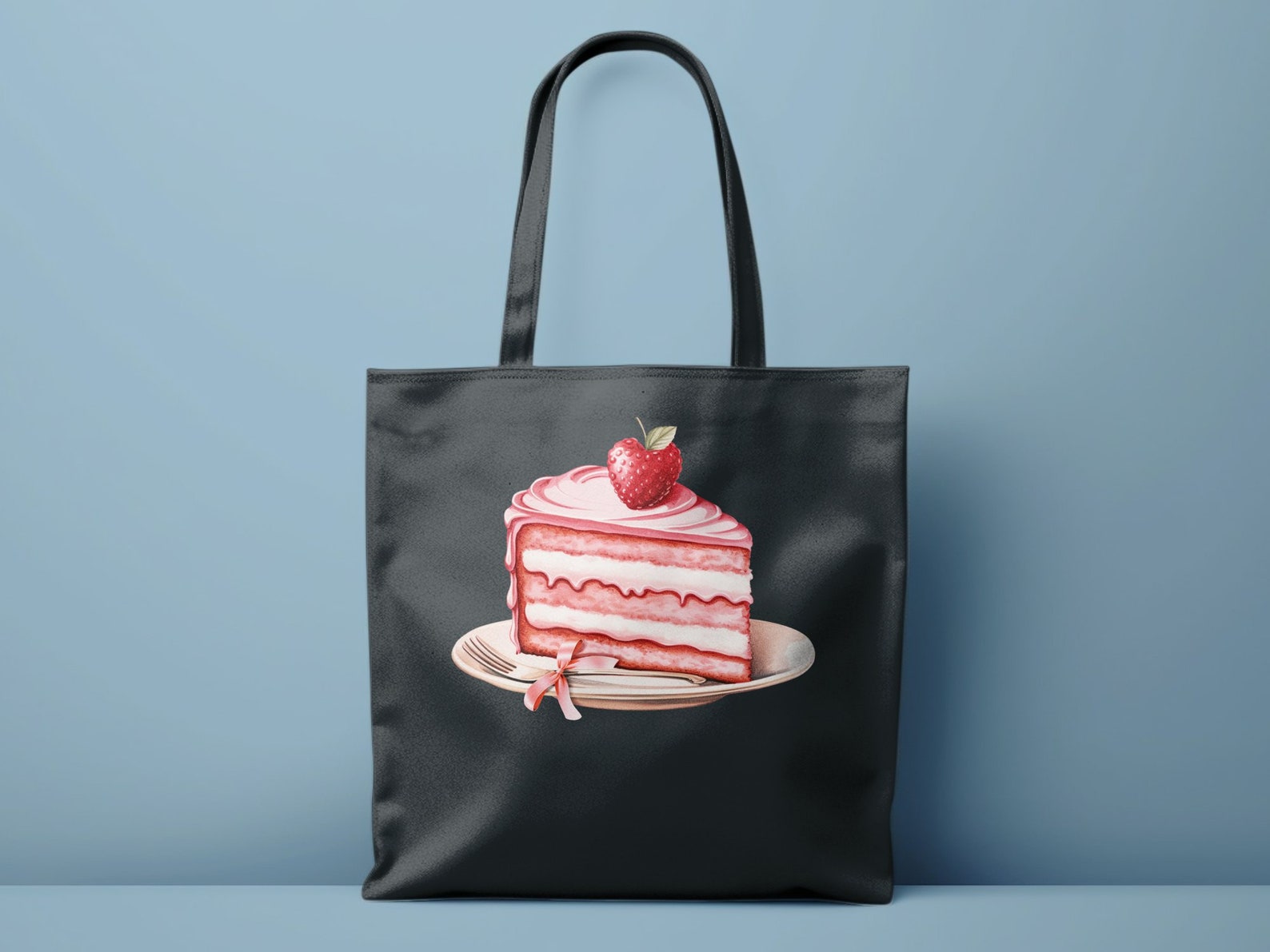 Strawberry Cake Graphic Totes, Coquette Aesthetic Beach Bag, Sweet ...