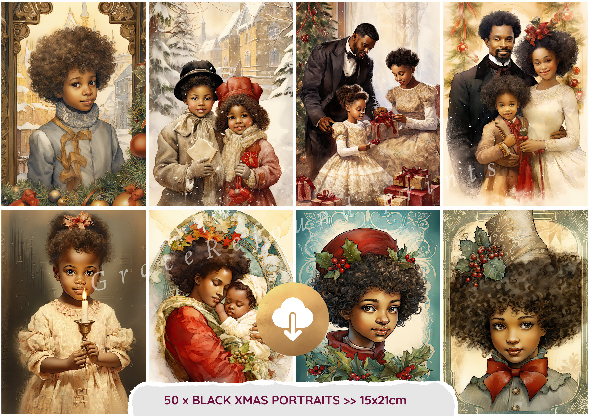 Victorian African American Christmas Portrait Cards: Scrapbooking ...