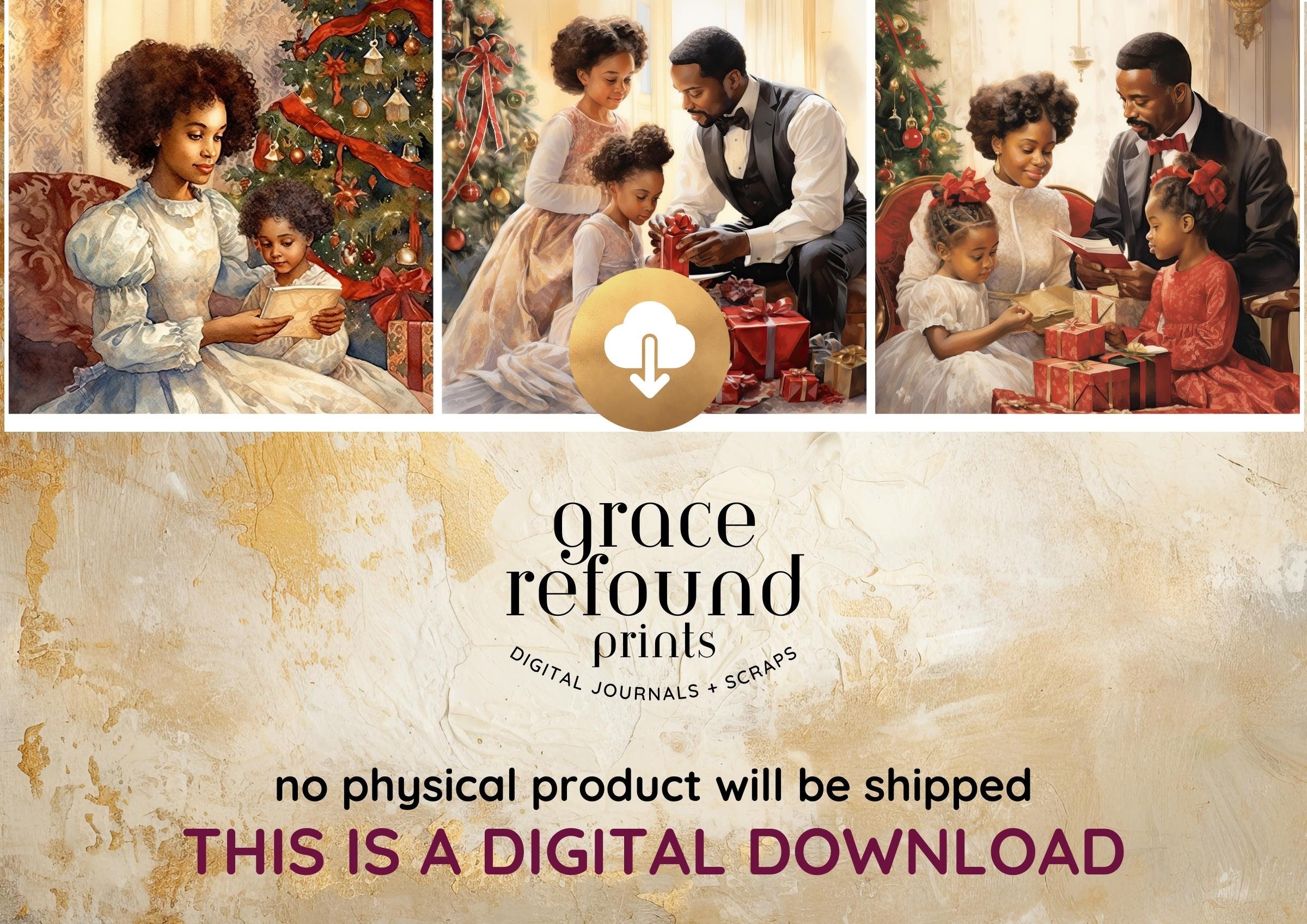 16 X 20x20cm 8x8 JPEG DIGITAL Papers African American Family Xmas Cards ...