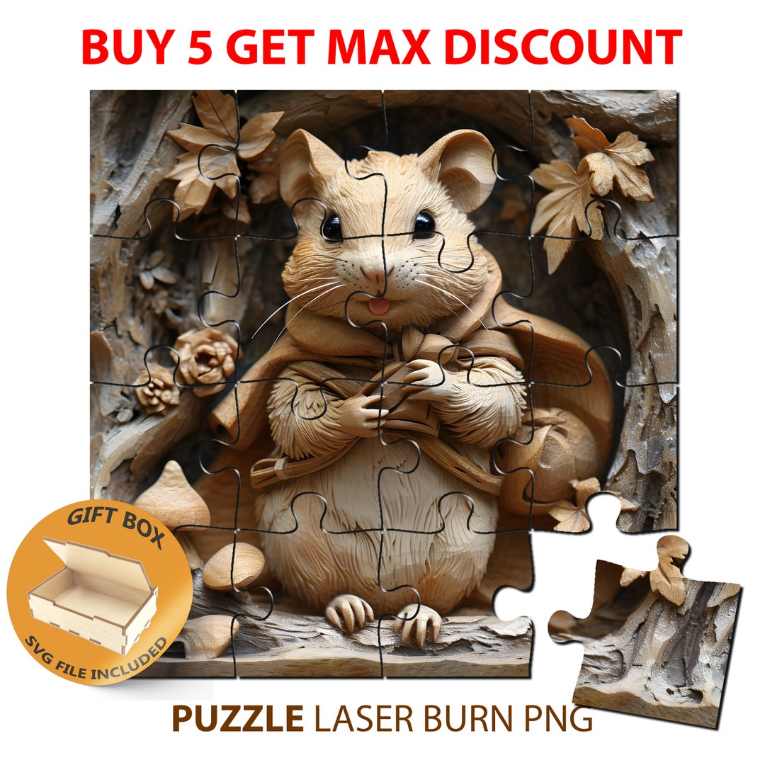 Puzzle PNG, 3D Illusion Laser File, Burn Engrave Cut Carve, Wood Image ...